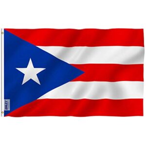 anley fly breeze 3x5 foot puerto rico flag - vivid color and fade proof - canvas header and double stitched - puerto rican national flags polyester with brass grommets 3 x 5 ft