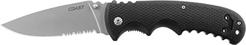 Coast 21484 DX318 Double Lock Folder Knife, grey,black