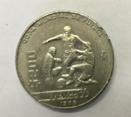 Mexico 1986 $200 Pesos World Soccer Cup Commemorative Coin