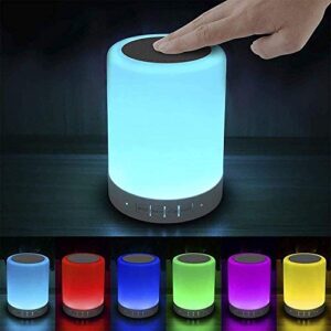 elecstars touch bedside lamp - with bluetooth speaker, dimmable color night light, outdoor table lamp with smart touch control, best gift for men women teens kids children sleeping aid