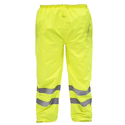 JORESTECH Safety Rain Pants Reflective High Visibility Yellow/Lime ANSI Class E 150D Heavy Duty PANTS-03 (4XL)