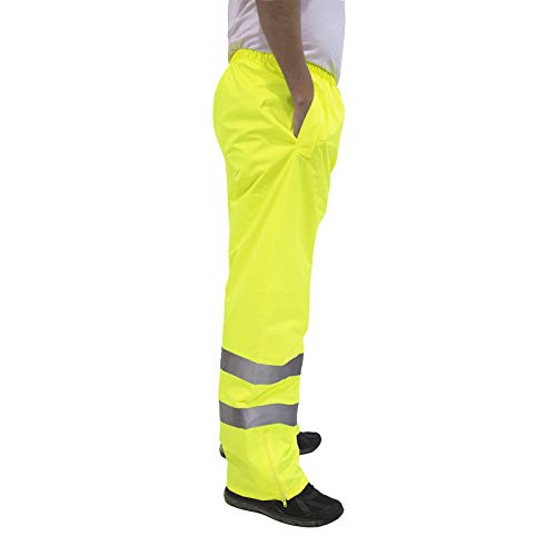 JORESTECH Safety Rain Pants Reflective High Visibility Yellow/Lime ANSI Class E 150D Heavy Duty PANTS-03 (4XL)