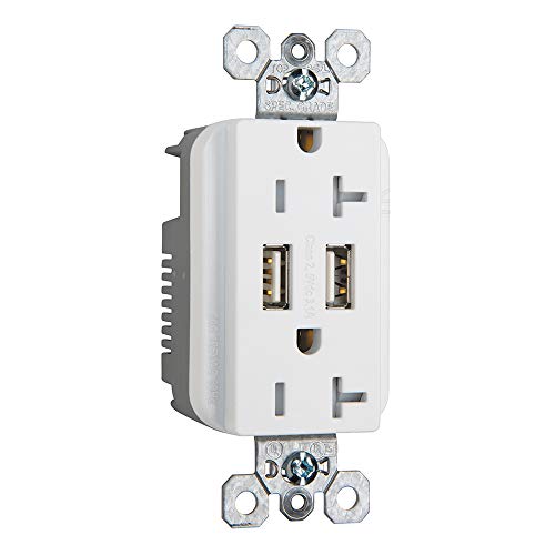 Legrand - Pass & Seymour TR5362USBWCCV6 Fed Spec Grade USB Charger w/ Tamper-Resistant 20A Duplex Receptacles