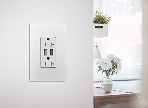 Legrand - Pass & Seymour TR5362USBWCCV6 Fed Spec Grade USB Charger w/ Tamper-Resistant 20A Duplex Receptacles