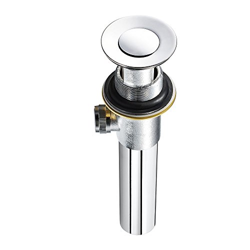 Purelux Bathroom Sink Drain Stopper Assembly with Lift Rod and Overflow, Chrome Finish