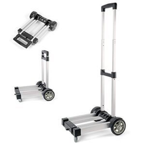 waygo aluminum folding hand truck, light weight foldable dolly, folding cart with wheels for cargo and shopping