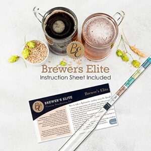 Brewer's Elite Hydrometer & Plastic Test Jar - for Home Brew Beer, Wine, Mead and Kombucha - Deluxe Triple Scale Set, Hardcase and Cloth - Specific Gravity ABV Tester