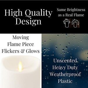 Liown Outdoor Moving Flame Candle: LED Battery Operated Waterproof Plastic Flickering Indoor Outdoor Flameless Candles with Timer (7" Ivory)