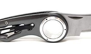 Excel Blades Revo Folding Pocket Utility Knife - Aluminum Body Heavy Duty Box Cutter with Holster, Anti-Slip Finger Loop Design Grip, Quick Change Blades and 3 Lock Positions Design, Grey