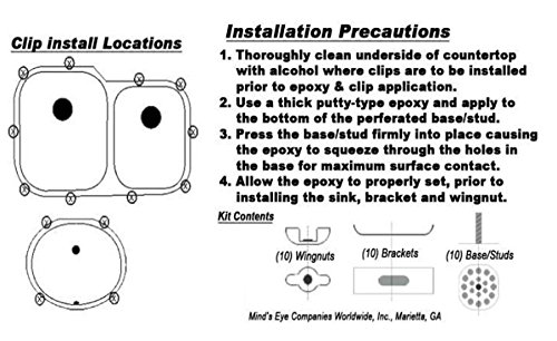 Hetai Kitchen Sinks Clips Epoxy Sink Clip Kits Undermount Kitchen Sink Clips 10 Pack