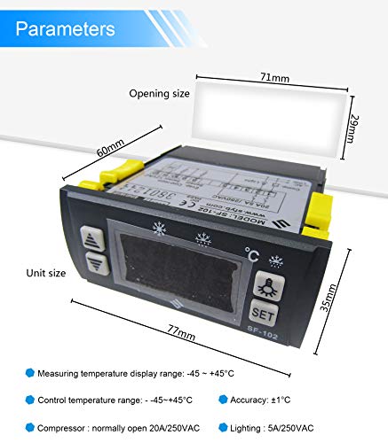 MXBAOHENG Electronic Temperature Controller SF-102 Digital Display Freezer Thermostat 110V