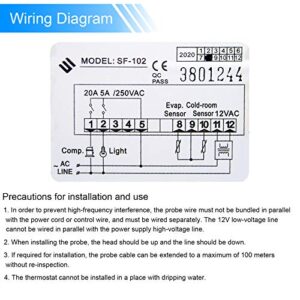 MXBAOHENG Electronic Temperature Controller SF-102 Digital Display Freezer Thermostat 110V