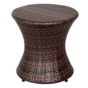 sundale outdoor small side table patio rattan end table 20 inch hourglass wicker accent tables steel frame lightweight brown mesa auxiliar pequeña mesa auxiliar de ratán marrón