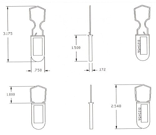 Plastic Wire Padlock Security Seals Sequentially Numbered (Pack of 100) (Red)