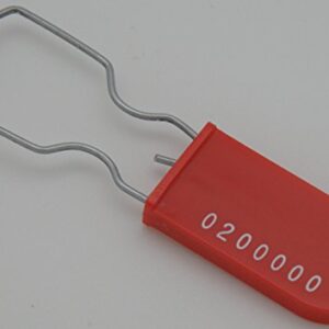 Plastic Wire Padlock Security Seals Sequentially Numbered (Pack of 100) (Red)