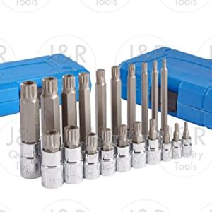 J&R Quality Tools 20pc XZN 12 Point MM Triple Square Spline Bit Socket Set Tamper Proof Set