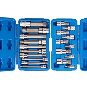 J&R Quality Tools 20pc XZN 12 Point MM Triple Square Spline Bit Socket Set Tamper Proof Set