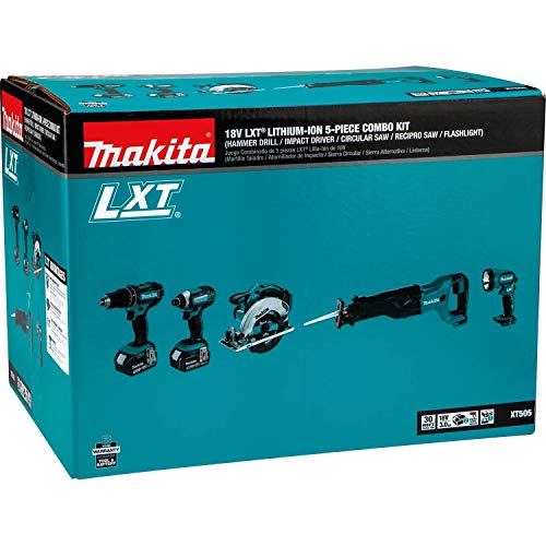 Makita XT505 18V LXT® Lithium-Ion Cordless 5-Pc. Combo Kit (3.0Ah)