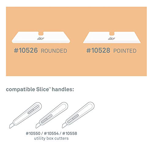 Slice 10528 Pointed Tip Ceramic Replacement Blade with 1" Cutting Depth, Equivalent to 20 Metal Blades (3 Pack), White