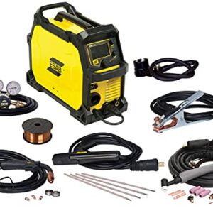 ESAB 0558102240 Rebel EMP 215IC Multi-Process MIG/TIG/Flux/Stick Welding System, sMIG Technology, 4.3" Screen, Victor Gas Regulator, TWECO Fusion 180 MIG Gun, TIG Torch and Electrode Holder