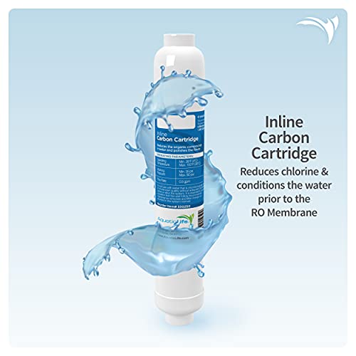 AQUATICLIFE Inline RO Buddie Replacement Cartridges - Includes Carbon Block Filter, Sediment Cartridge and 50 GPD Membrane for RO/RODI Reverse Osmosis Deionization Water Filter System Units