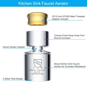 NSF Certified Faucet Aerator, CUPC Certification 360° Swivel Kitchen Sink Aerator, Dual-function 2-Flow Sprayer Faucet Head, Faucet Replacement Part 55/64 Inch Female Thread - Chrome