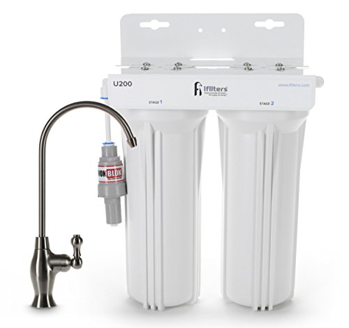 U200 Premium Drinking Water Filtration System 2 Stage w/Designer Faucet & Protection Valve