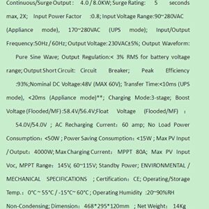 GOWE 16kw Solar inverter system 48v 230v with 80a mppt solar charger battery charger