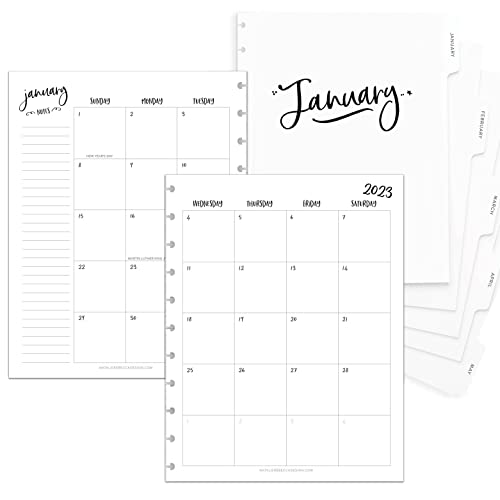 BetterNote 2024 Monthly Calendar Refill with Tabbed Dividers for Discbound Notebooks, Index Tabs, Disc, Pages Fit Happy Planner, Circa Levenger, Arc, TUL, IWP, Talia (Whimsy, 11-Disc, 8.5"x11")