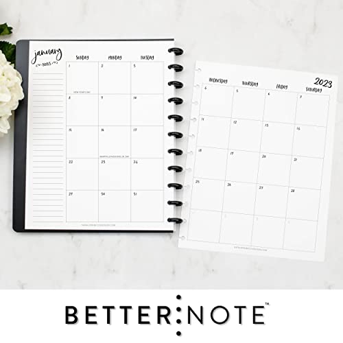 BetterNote 2024 Monthly Calendar Refill with Tabbed Dividers for Discbound Notebooks, Index Tabs, Disc, Pages Fit Happy Planner, Circa Levenger, Arc, TUL, IWP, Talia (Whimsy, 11-Disc, 8.5"x11")