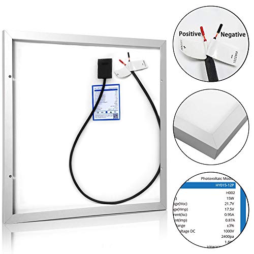 ACOPOWER 15W 12V Charger Kit, 15 Watts Polycrystalline Solar Panel with 5A PWM Charge Controller