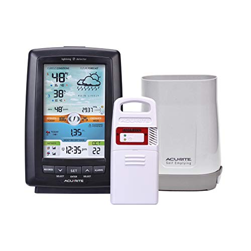 AcuRite Weather Station Rain Gauge, Lightning Detector, Color Display