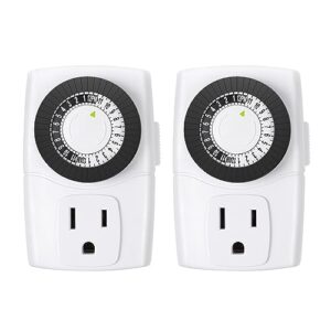 bn-link bnd-60/u47 indoor mini 24-hour mechanical outlet timer, 3-prong, 2-pack