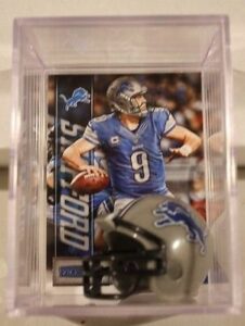 matthew stafford detroit lions mini helmet card display collectible archives qb shadowbox autograph