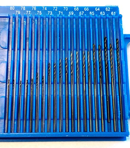 HHIP 5001-1020 20 Piece High Speed Steel Wire Gage Drill Set, Right Hand, #61-80