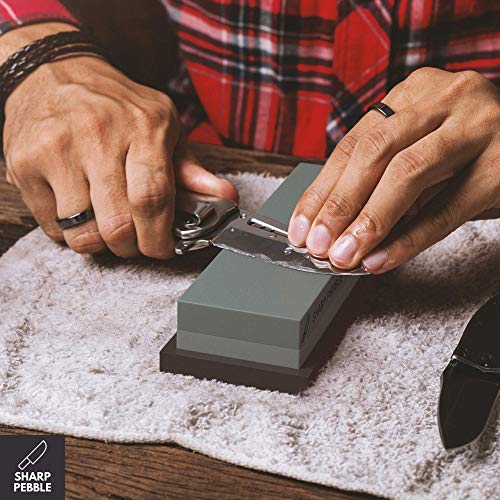 Sharp Pebble Premium Whetstone Knife Sharpening Stone 2 Side Grit 400/1000 Wetstone Kit -Wet Stone Kitchen Knife Sharpener with Flattening Stone & NonSlip Rubber Base