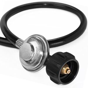 DOZYANT 5 Feet Universal QCC1 Low Pressure Propane Regulator Grill Replacement with 5 FT Hose for Most LP Gas Grill, Heater and Fire Pit Table, 3/8 inch Female Flare Nut