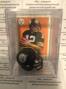 terry bradshaw pittsburgh steelers mini helmet card display case auto hof qb shadowbox autograph