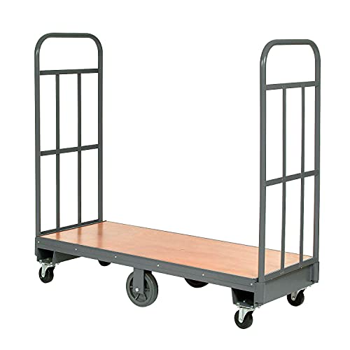 Global Industrial Wood Deck Narrow Aisle High End U-Boat Platform Truck 60 x 24 1500 Lb. Capacity