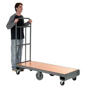 Global Industrial Wood Deck Narrow Aisle High End U-Boat Platform Truck 60 x 24 1500 Lb. Capacity