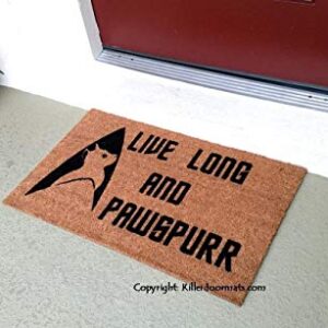 Live Long and Pawspurr Funny Fandom Custom Handpainted Welcome Doormat by Killer Doormats - Small