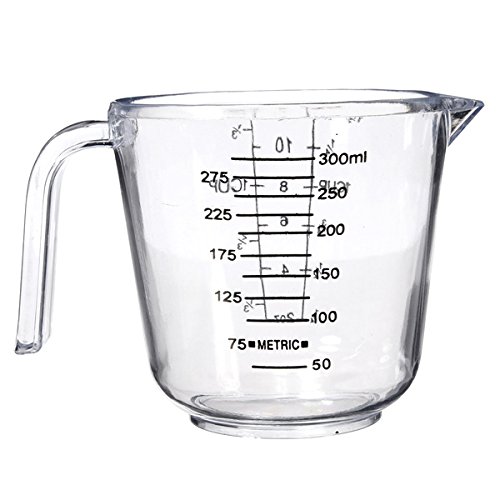 300ml Clear Plastic Measuring Baking Cups Handle Pour Spout Container