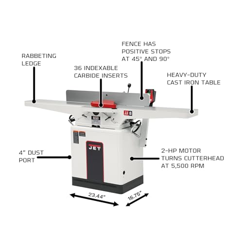 JET JWJ-8HH, 8-Inch Jointer, Helical Head, 2HP, 1Ph 230V (718250K)