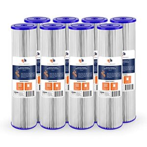 aquaboon 1 micron 20" x 4.5" pleated sediment water filter replacement cartridge | whole house sediment filtration | compatible with ecp5-bb, ap810-2, hdc3001, cp5-bb, ecp1-20bb, 8-pack