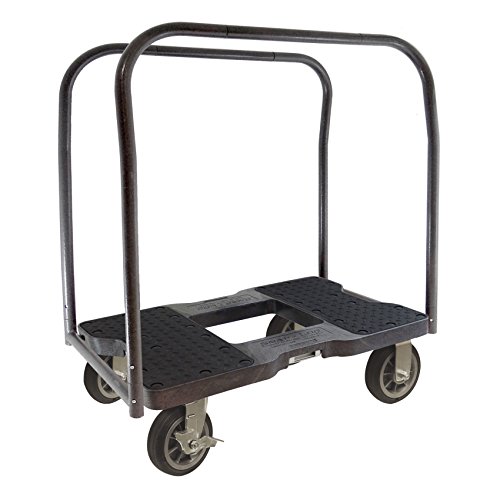 SNAP-LOC 1500 LB All-Terrain Panel CART Dolly Black with Steel Frame, 6 inch Solid Rubber casters, Panel Bars and Optional E-Strap Attachment