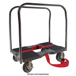 SNAP-LOC 1500 LB All-Terrain Panel CART Dolly Black with Steel Frame, 6 inch Solid Rubber casters, Panel Bars and Optional E-Strap Attachment