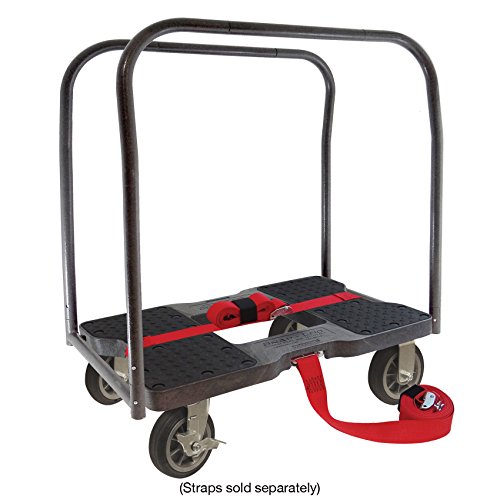 SNAP-LOC 1500 LB All-Terrain Panel CART Dolly Black with Steel Frame, 6 inch Solid Rubber casters, Panel Bars and Optional E-Strap Attachment