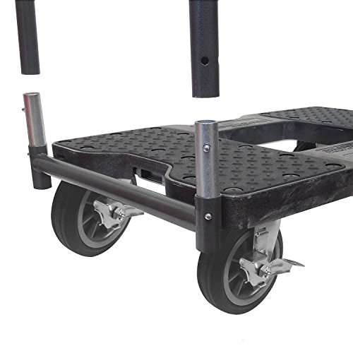 SNAP-LOC 1500 LB All-Terrain Panel CART Dolly Black with Steel Frame, 6 inch Solid Rubber casters, Panel Bars and Optional E-Strap Attachment