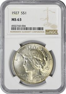 1927 peace dollar ms63 ngc