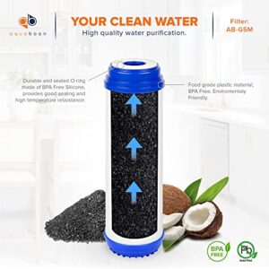 Aquaboon 5 Micron 10x2.5 Granular Activated Carbon Water Filter Replacement | Universal 10 inch Coconut Shell GAC Cartridge | Compatible with C-10, WFPFC9001, AP117, GAC-10, FXUTC, D-20A, GAC1 12-Pack